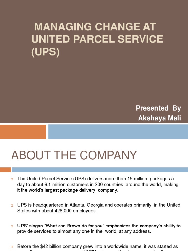Managing Change at United Parcel Service (UPS) | PDF | United Parcel ...