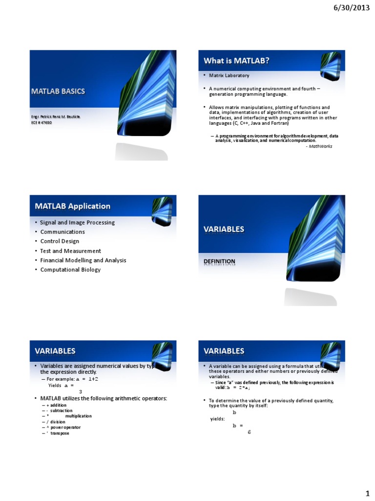 Matlab Basics | PDF | Matlab | Trigonometric Functions