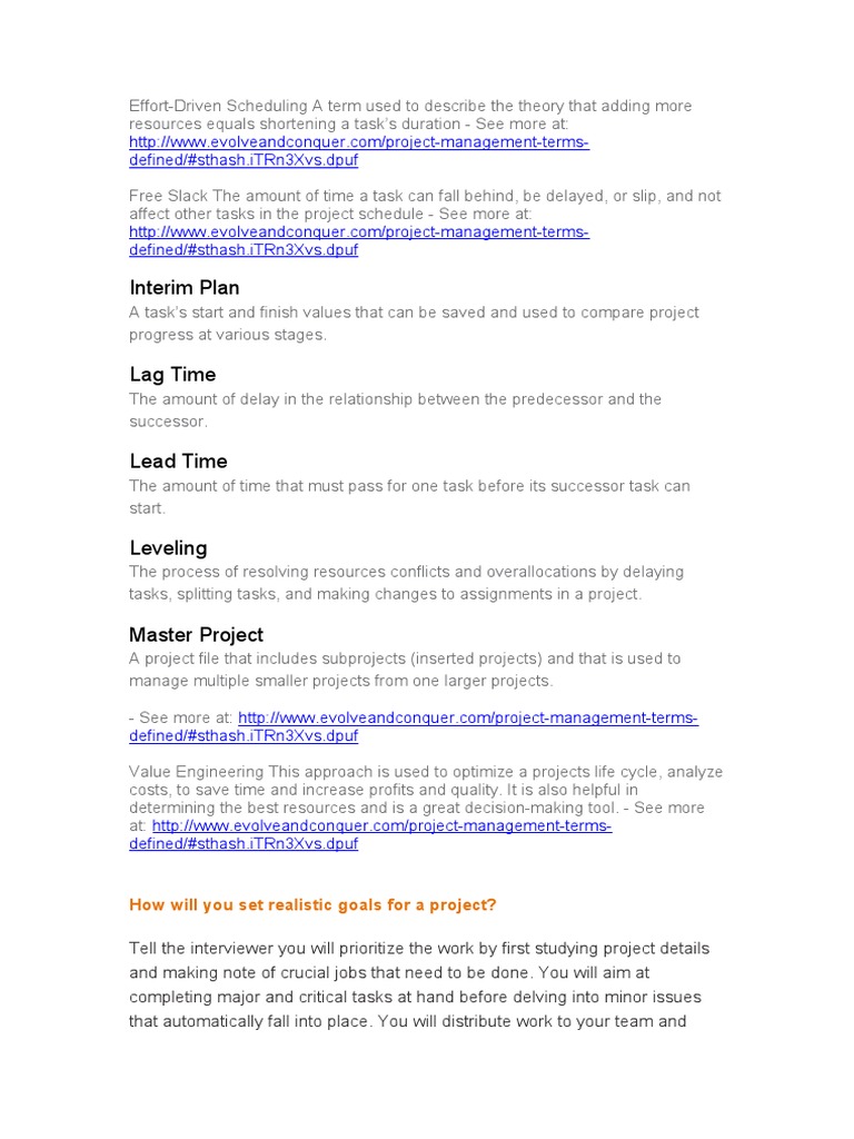 Key Project Management Terms Explained | PDF