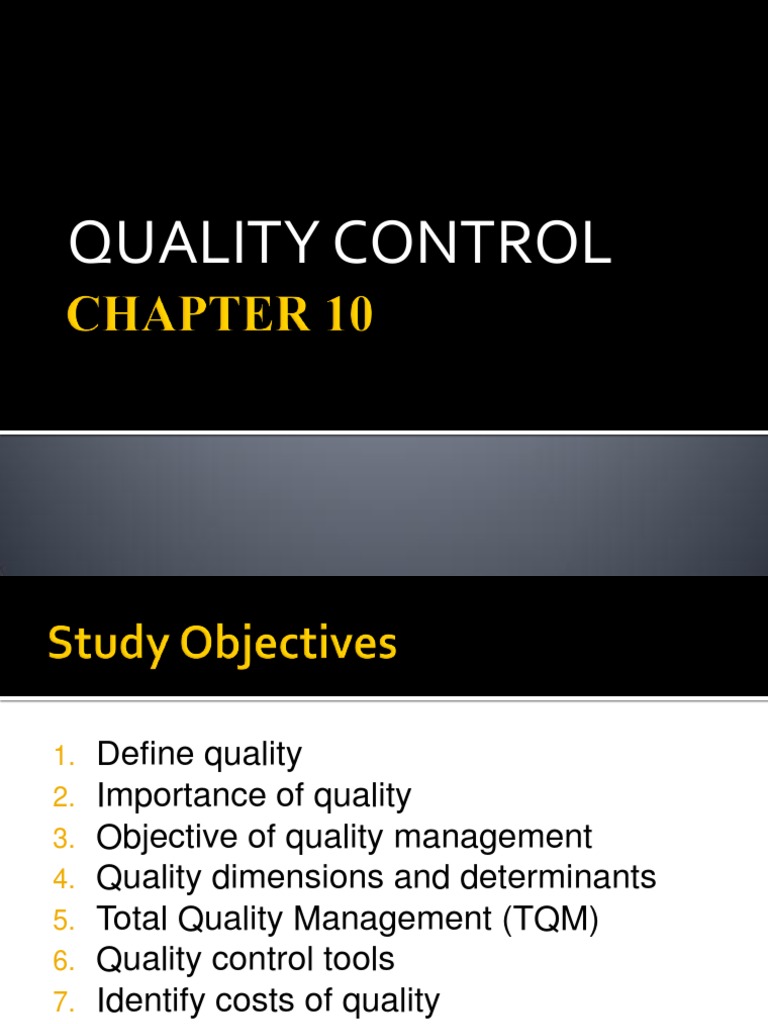 CHAPTER 10 - Quality Control | PDF | Quality (Business) | Quality ...