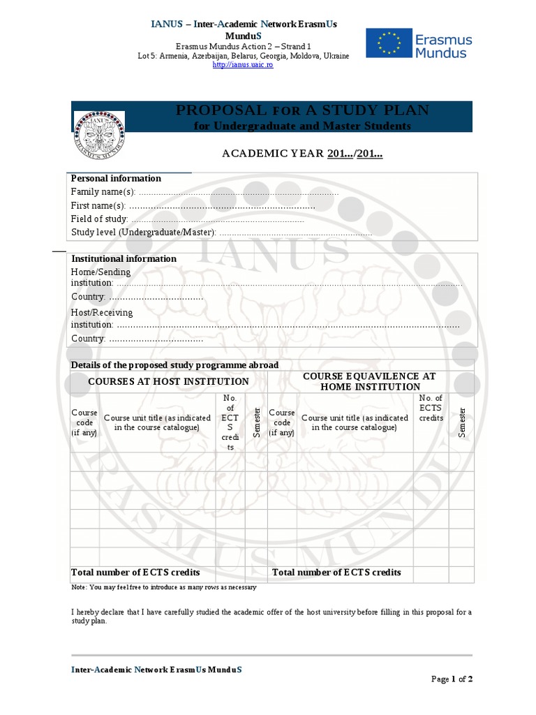 Poposal For A Study Plan | PDF