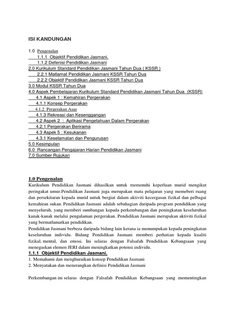 Contoh RPH PJ KSSR THN 2 | PDF