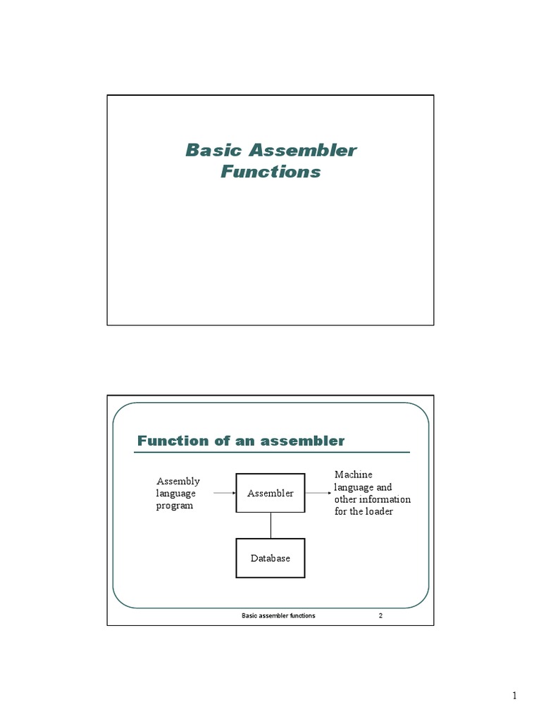 2.1basic Assemblers Functions | PDF | Assembly Language | Subroutine