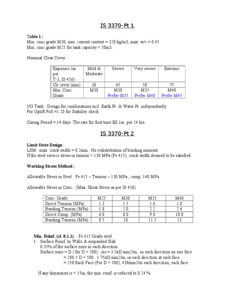 IS 3370: Water Tank Design Standards | PDF | Teaching Methods & Materials