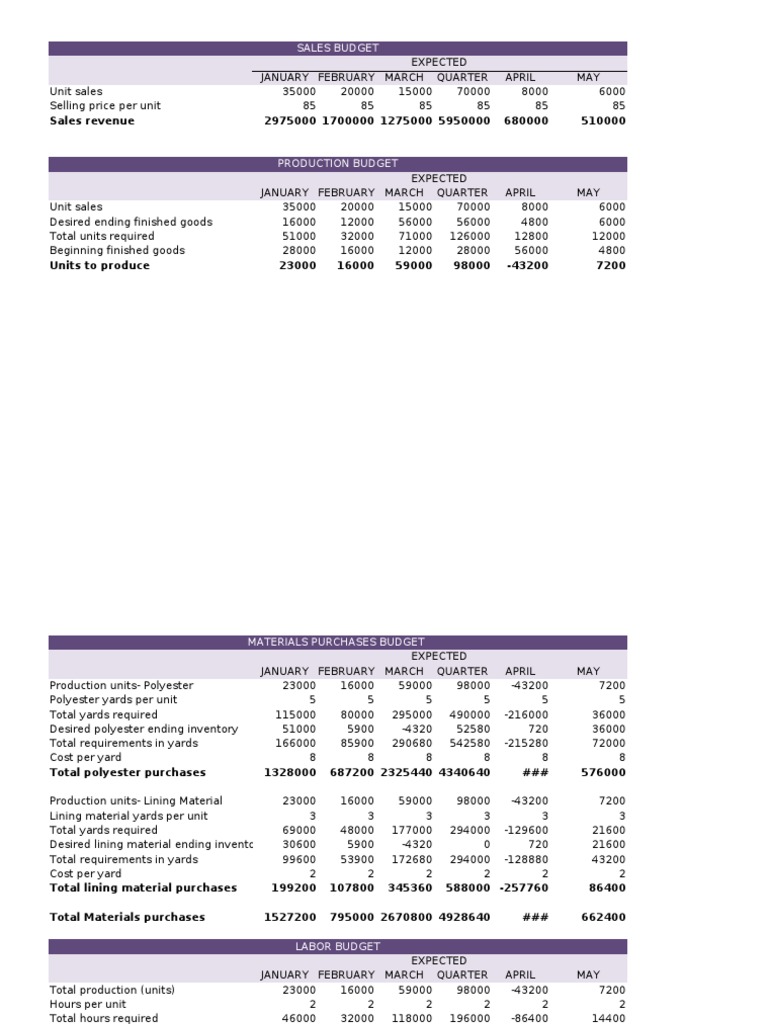 Master Budget | PDF | Business Economics | Business