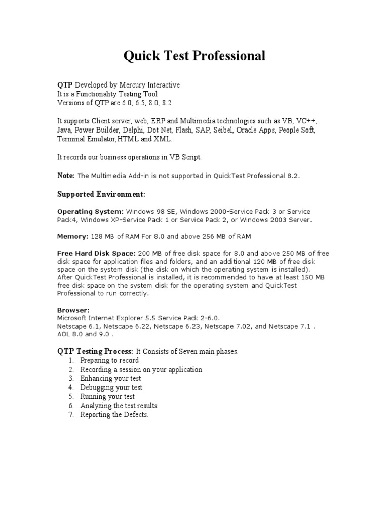 Quick Test Professional Overview | PDF