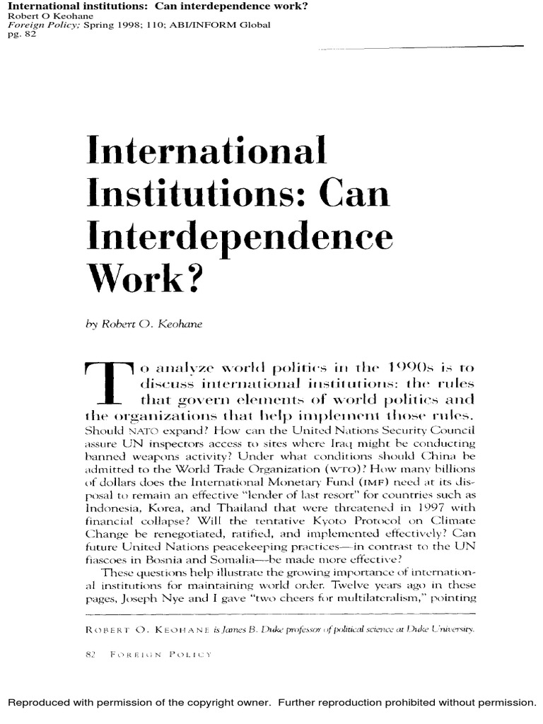 Keohane Can Interdependence Work | PDF