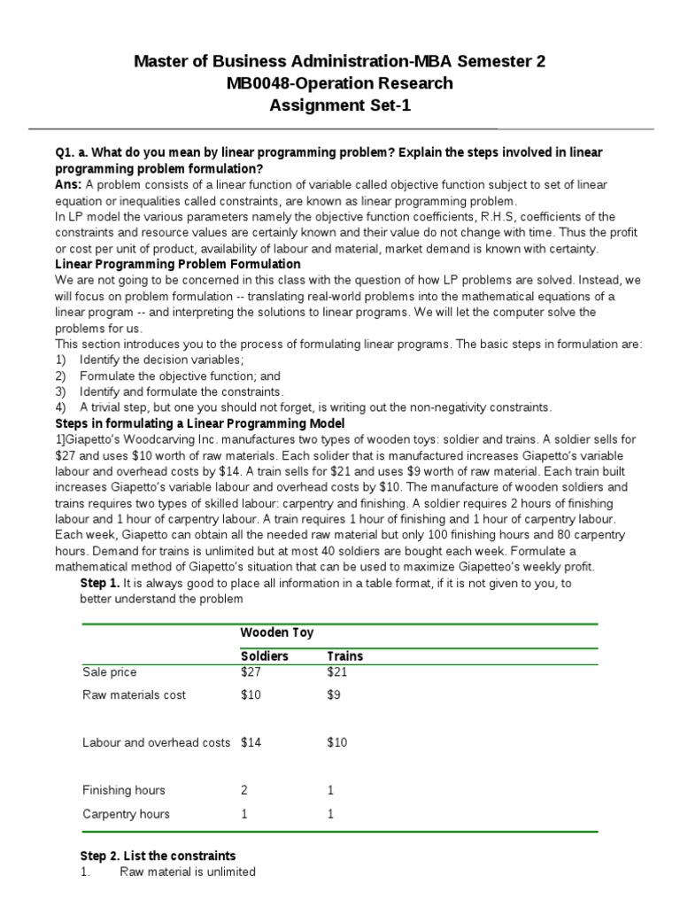 Master of Business Administration-MBA Semester 2 MB0048-Operation ...