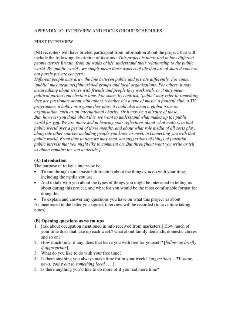 Interview Guide on Public Engagement | PDF | Mass Media | Interview