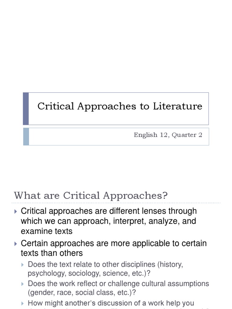 Understanding Critical Approaches to Literature | PDF | Gender Role ...