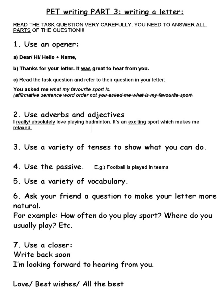 Tips For Writing A Letter B1 Part 3 Teens | PDF