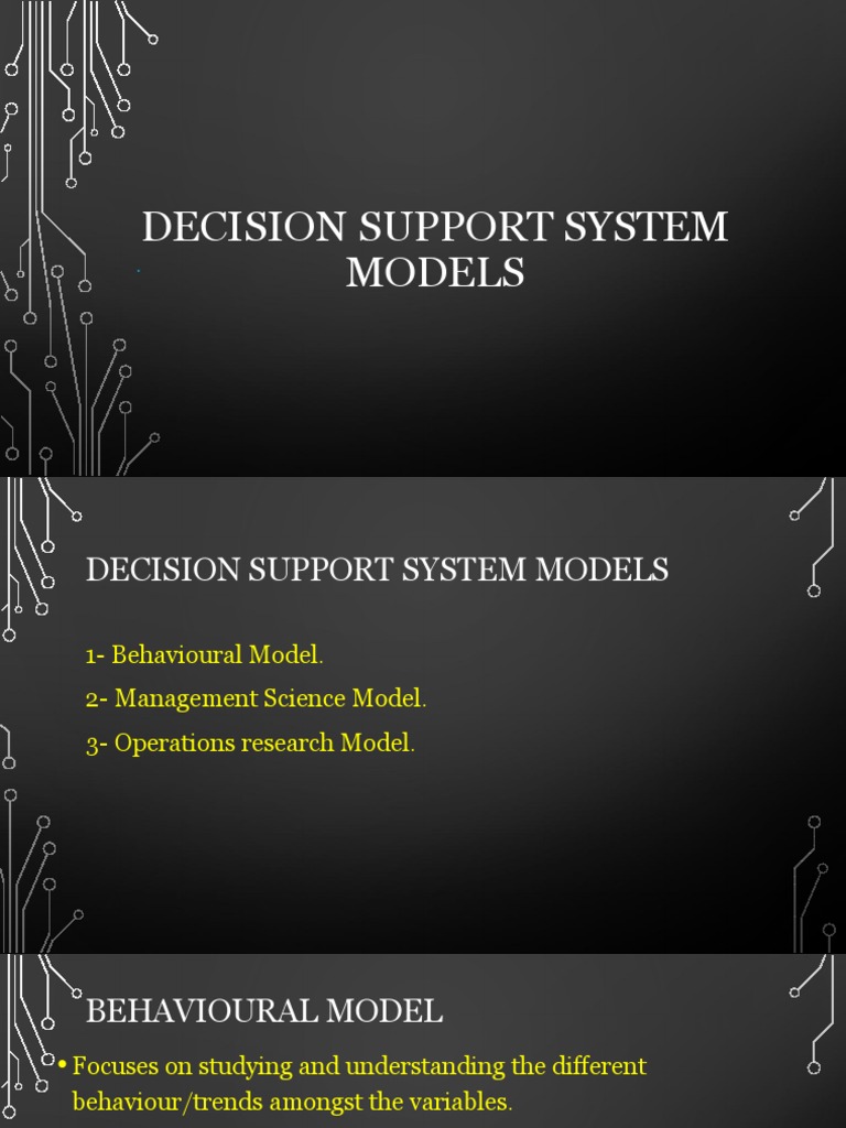 Decision Support System Models | PDF | Conceptual Model | Decision ...