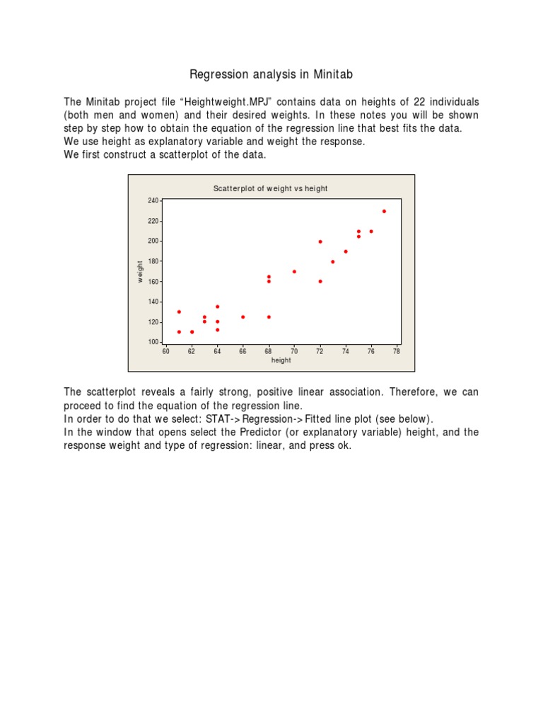Minitab Regression Analysis Guide | PDF | Teaching Methods & Materials