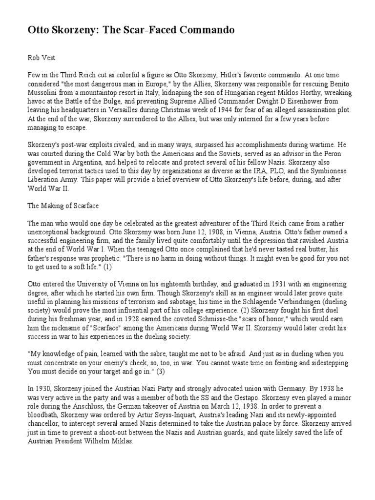 Otto Skorzeny-The Scar-Faced Commando | PDF | Violence | Armed Conflict