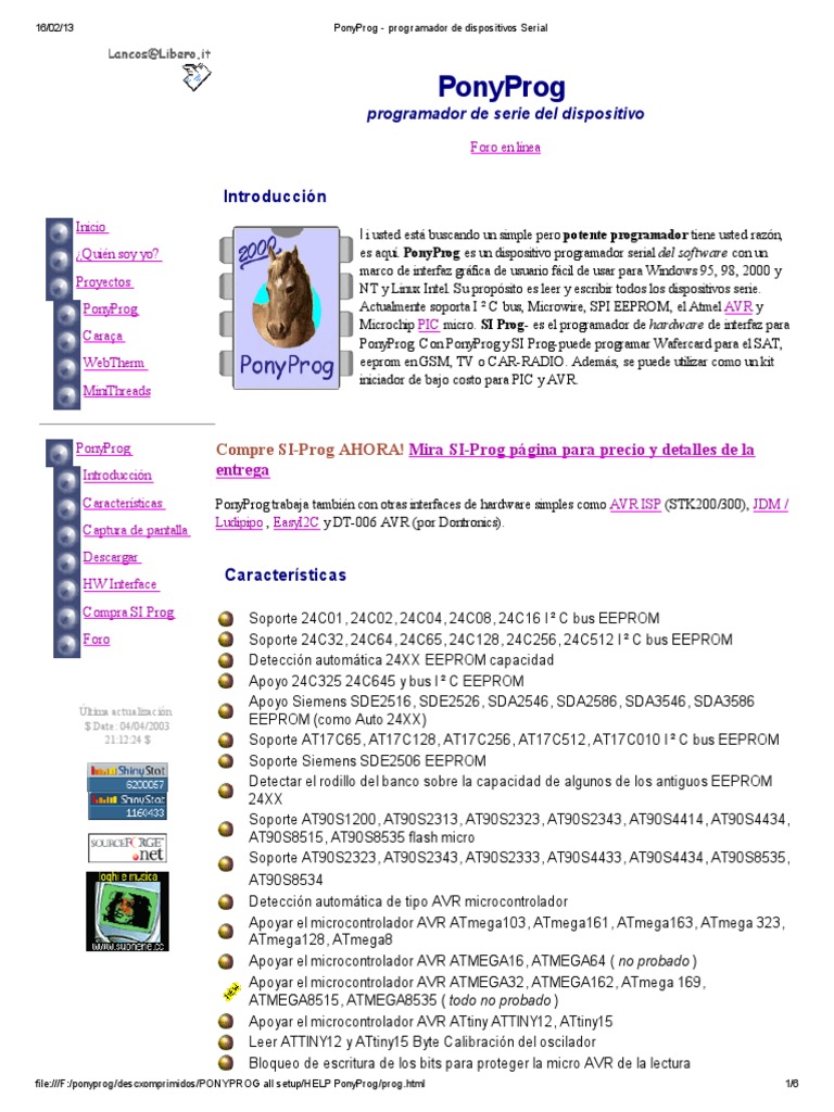 PonyProg - Programador de Dispositivos Serial | PDF | Microsoft Windows | Microcontrolador