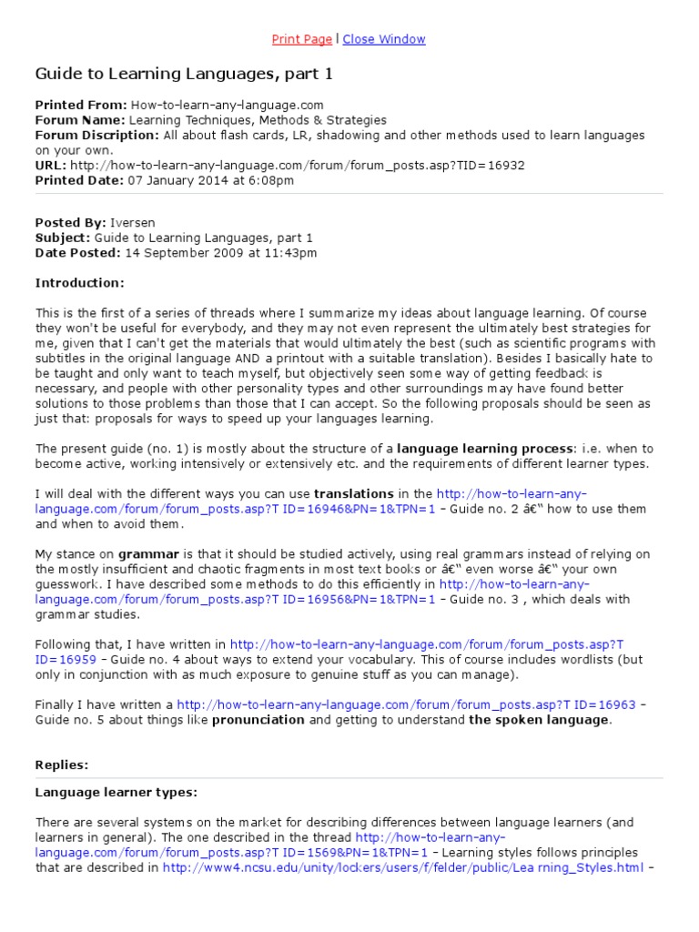 Guide To Learning Languages Discussion | PDF | Human Communication ...