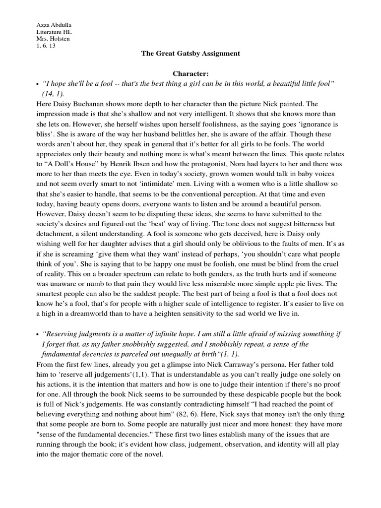 Key Quotes from The Great Gatsby | PDF | The Great Gatsby | American Dream