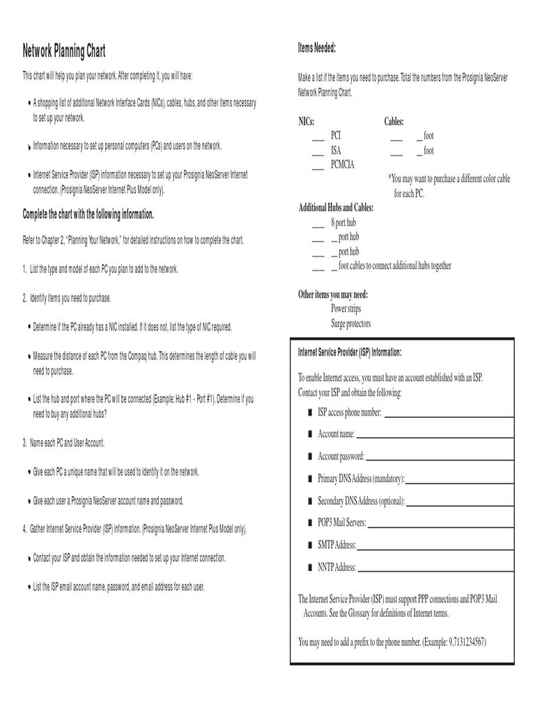 Network Planning Chart | PDF | Email | Computer Network