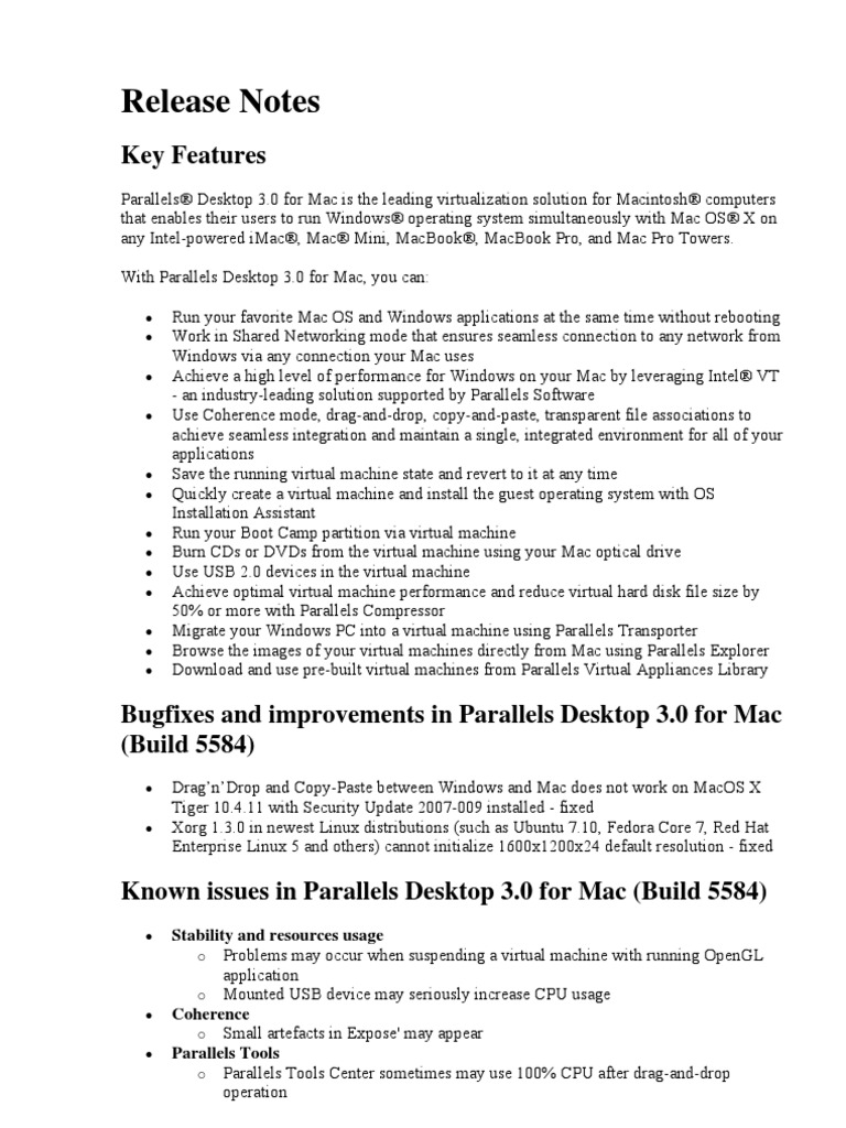 Release Notes: Key Features | PDF | Windows Vista | Microsoft Windows