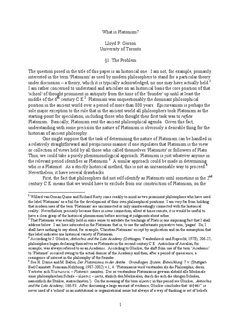 What Is Platonism, Lloyd Gerson | PDF | Platonism | Neoplatonism