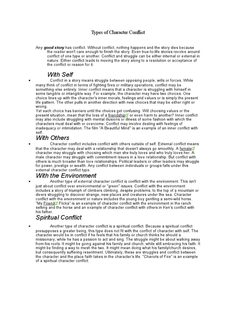 Types of Character Conflict | PDF | Behavioural Sciences | Psychology