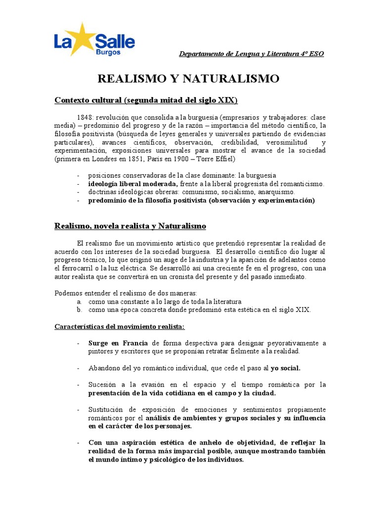 Realismo y Naturalismo | PDF | Realismo literario | Realismo (Artes)