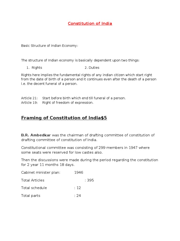 Overview of India's Constitution and Rights | PDF | Official Documents ...