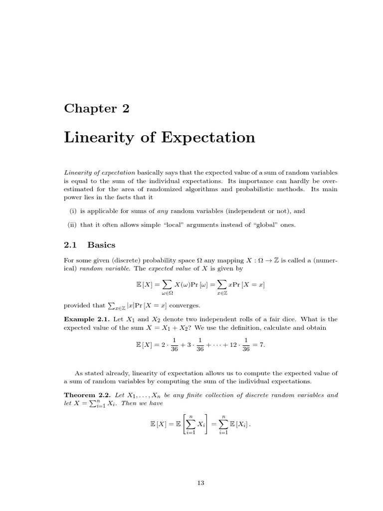 Linearity of Expectation: 2.1 Basics | PDF