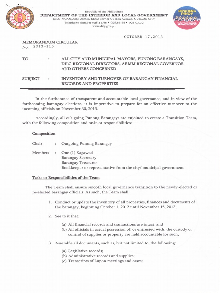 DILG Memo Circular 20131025 Da151c35c8 | Government | Politics