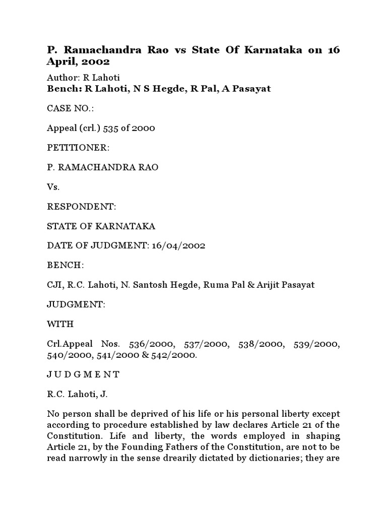 Ramchandra Rao Vs KKT | PDF | Business