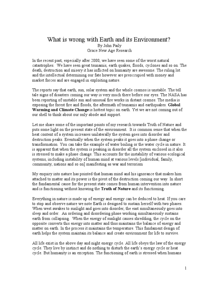 What Is Wrong With Earth and Its Environment | PDF | Nature | Earth