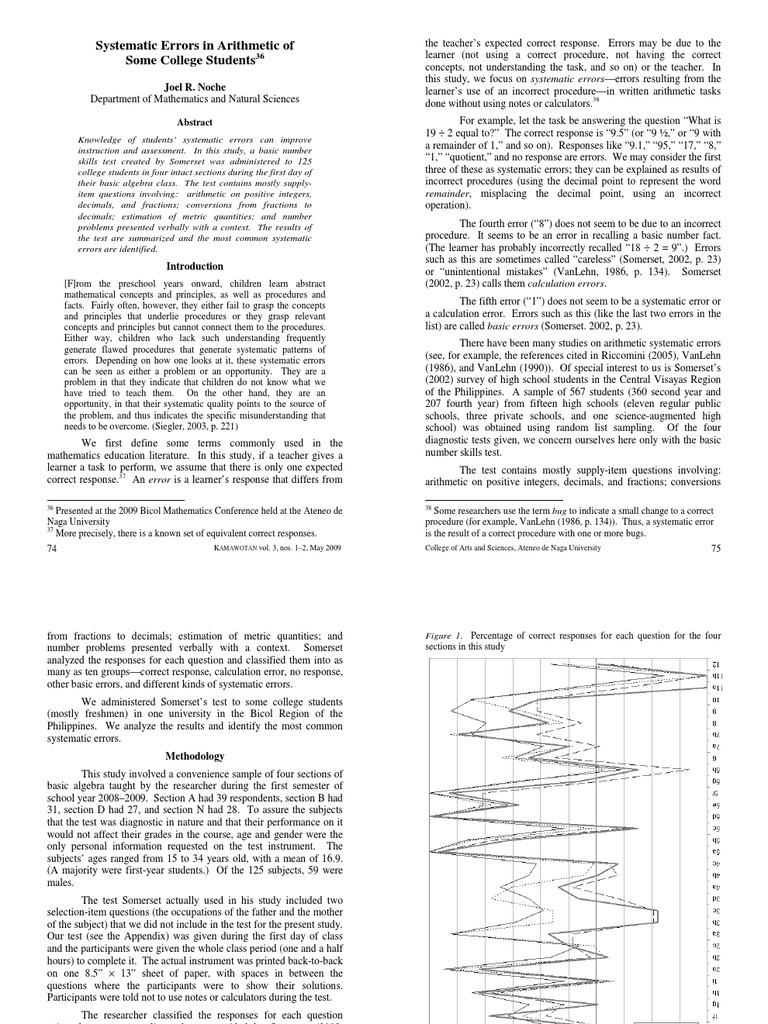 Systematic Errors in Arithmetic of Some College Students (Journal Paper ...