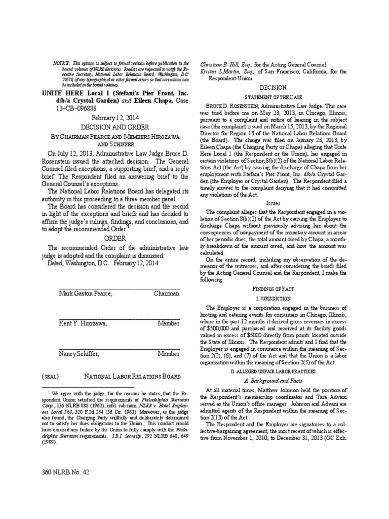 NLRB Approves Termination For Dues Delinquency | PDF | National Labor ...