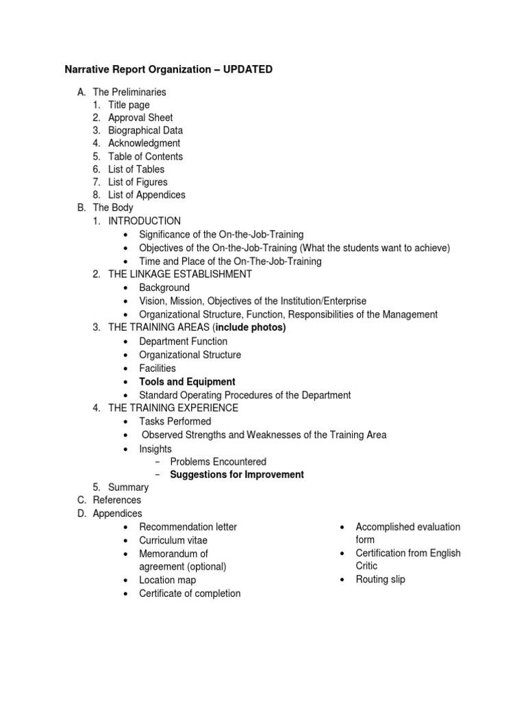 Ojt - Narrative Format | PDF