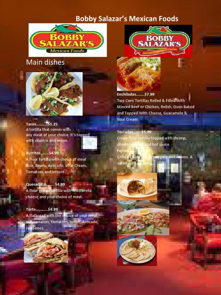 Bobby Salazar's Mexican Menu Highlights | PDF