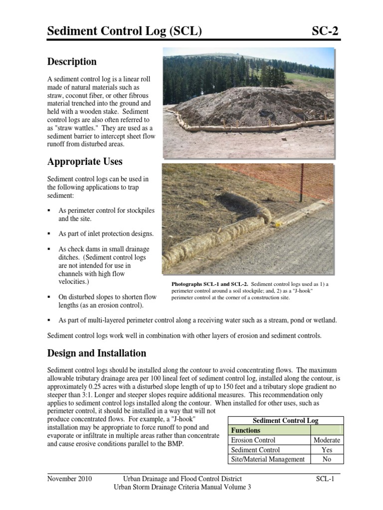 SC-02 Sediment Control Log | Sediment | Erosion