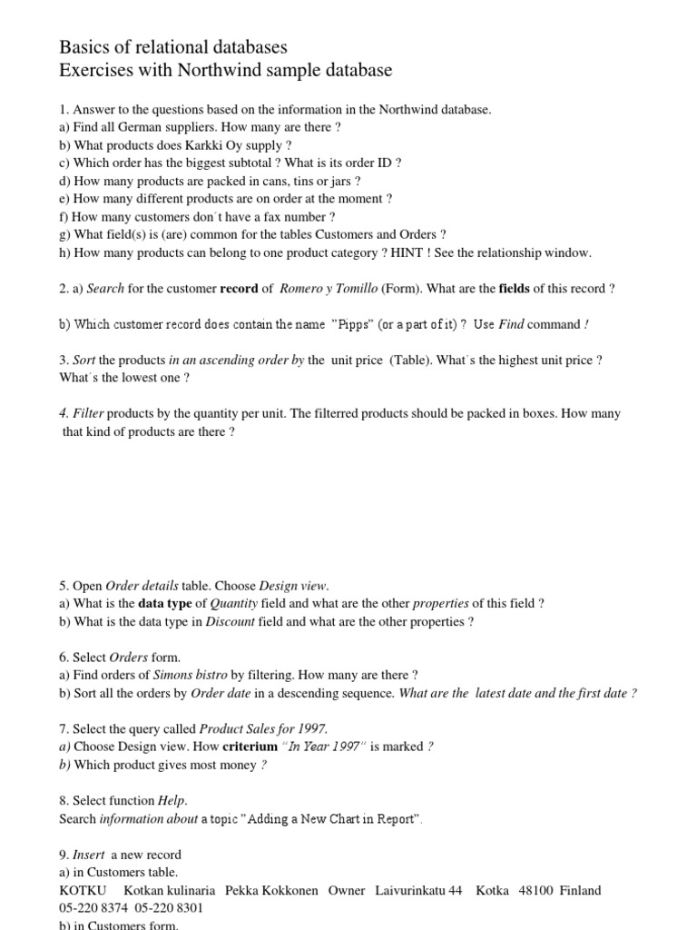 Exercises With Northwind | PDF