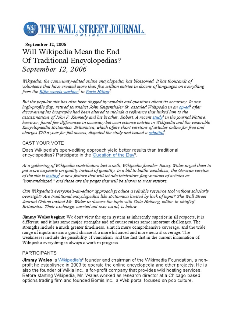 Wikipedia Vs Brittanica | PDF | Encyclopædia Britannica | Wikipedia