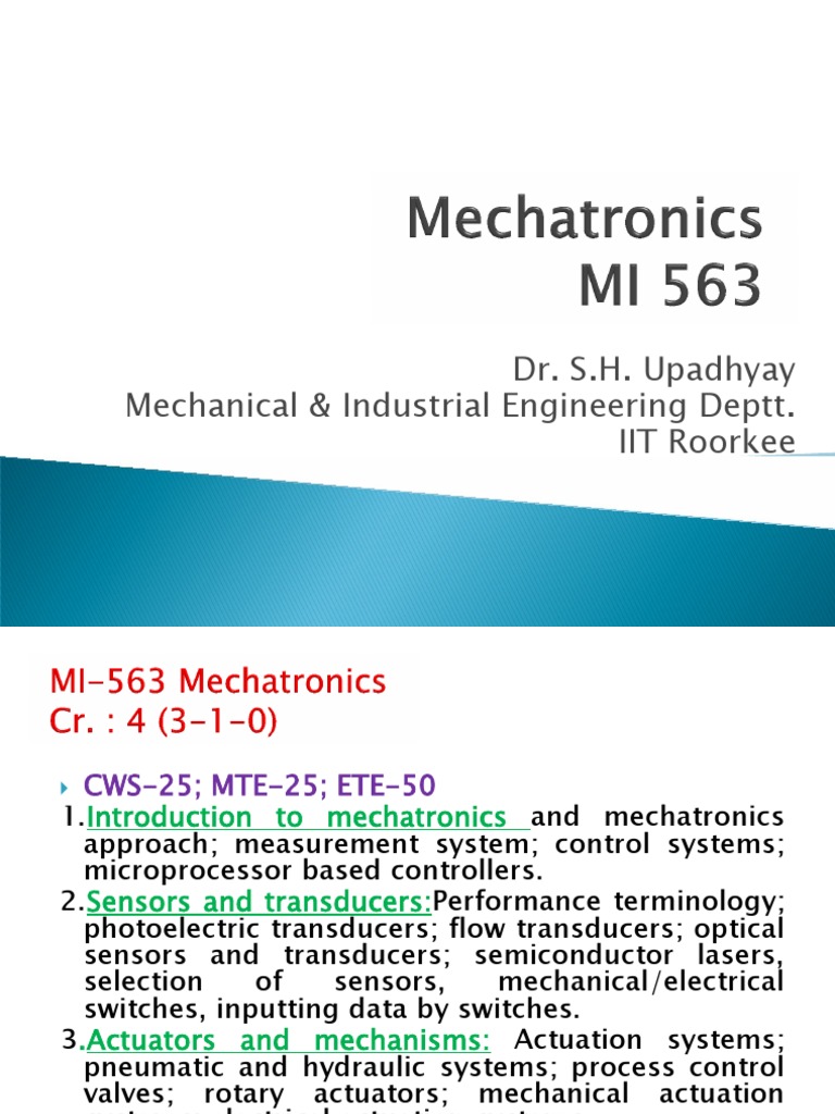 1 Introduction Mechatronics | PDF | Control System | Control Theory