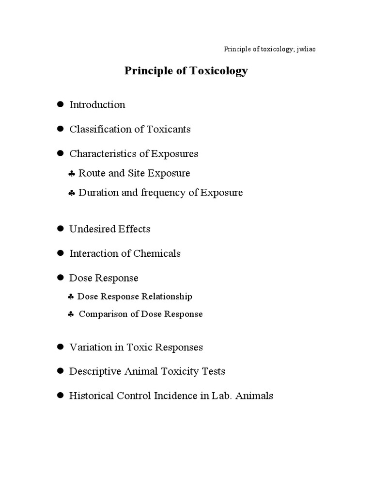 Principle of Toxicology: Dose Response Relationship Comparison of Dose ...