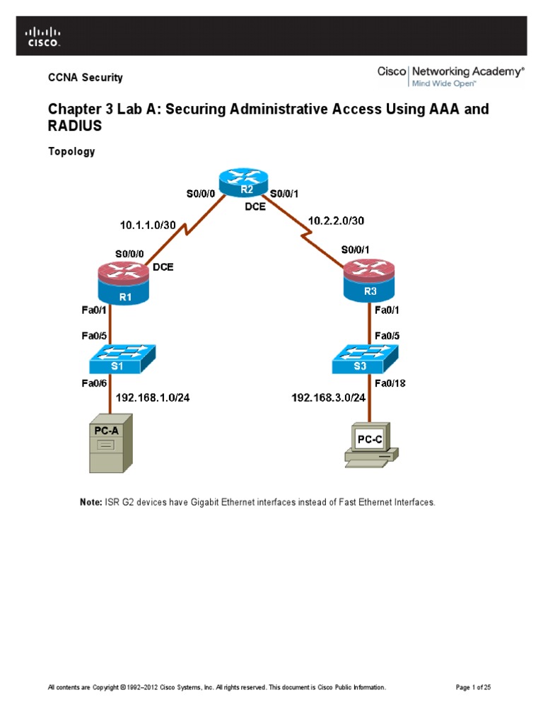 Ccnasv1.1 Chp03 Lab-A Aaa-Radius Student | PDF | Radius | Port (Computer Networking)