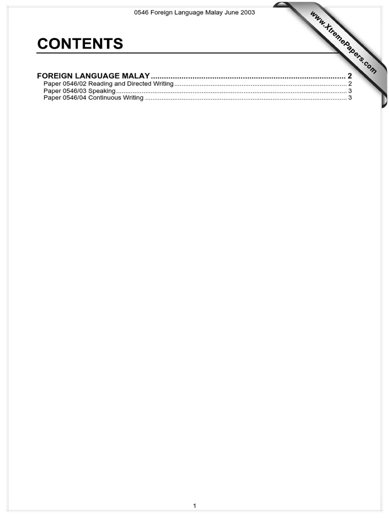 Malay Foreign Language Exam Report 2003 | PDF | Test (Assessment ...