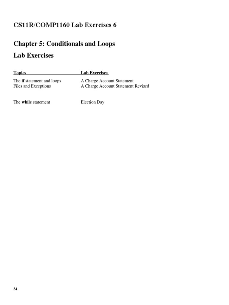 Chapter 5 Conditionals And Loops Lab Exercises Pdf Control Flow