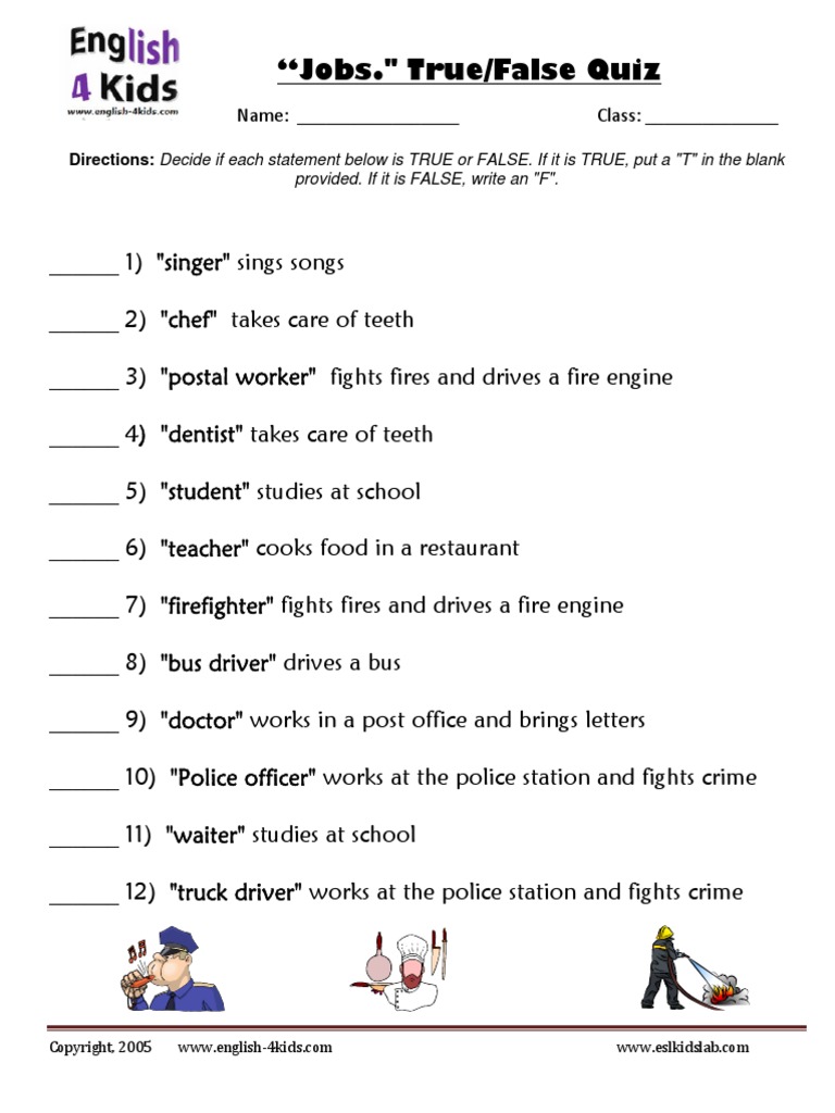 True Or False Questions For Kids