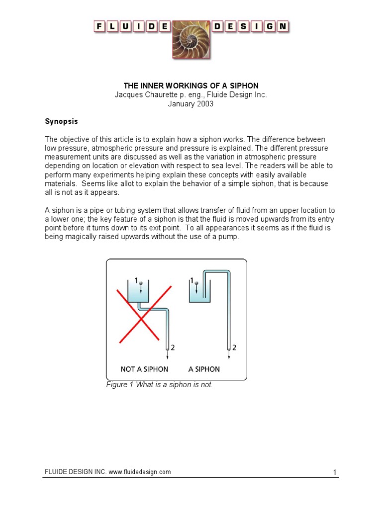 How Does A Siphon Work | PDF | Pressure | Atmospheric Pressure