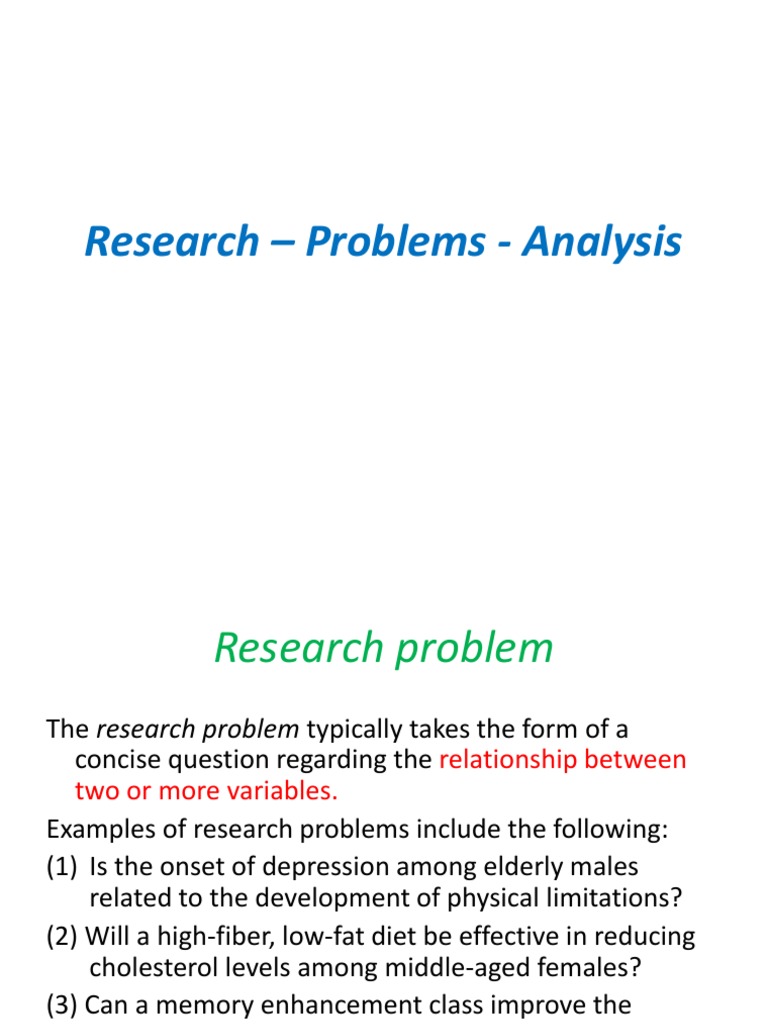 Research - Problems - Analysis | PDF | Hypothesis | Experiment
