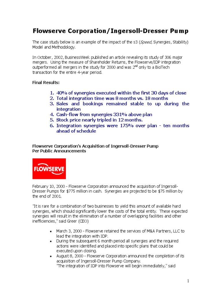 Flowserve Corp Case Study | PDF | Mergers And Acquisitions | Companies