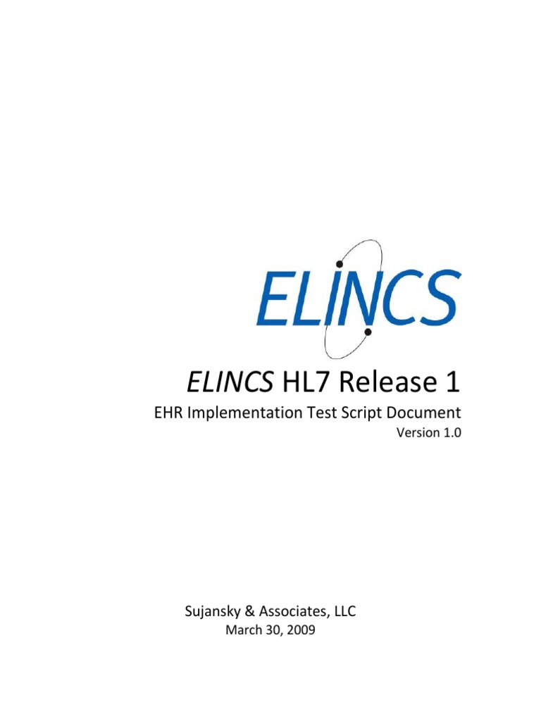 ELINCS HL7 Release 1: EHR Implementation Test Script Document | PDF ...