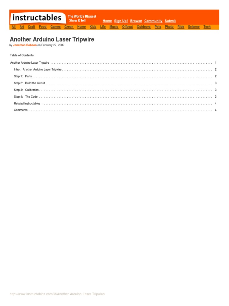 Another Arduino Laser Tripwire Pdf Arduino Electrical Engineering