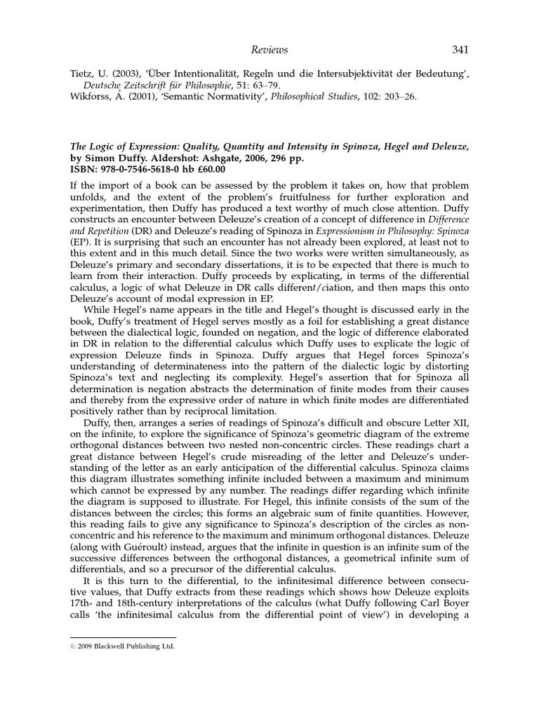 The Logic of Expression - QUality QUantity and Intensity in Spinoza ...